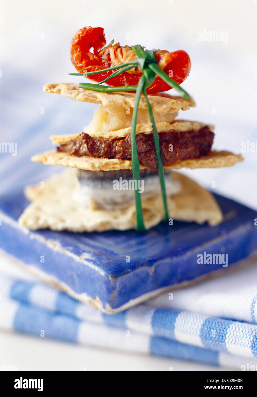 Mini layered sandwich with crispy Italian bread Stock Photo - Alamy