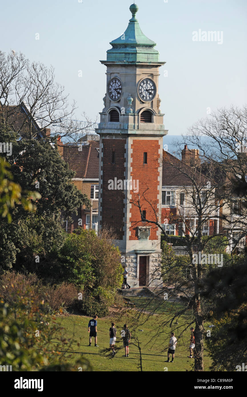 The clock tower in Queens Park Brighton East Sussex UK Stock Photo - Alamy