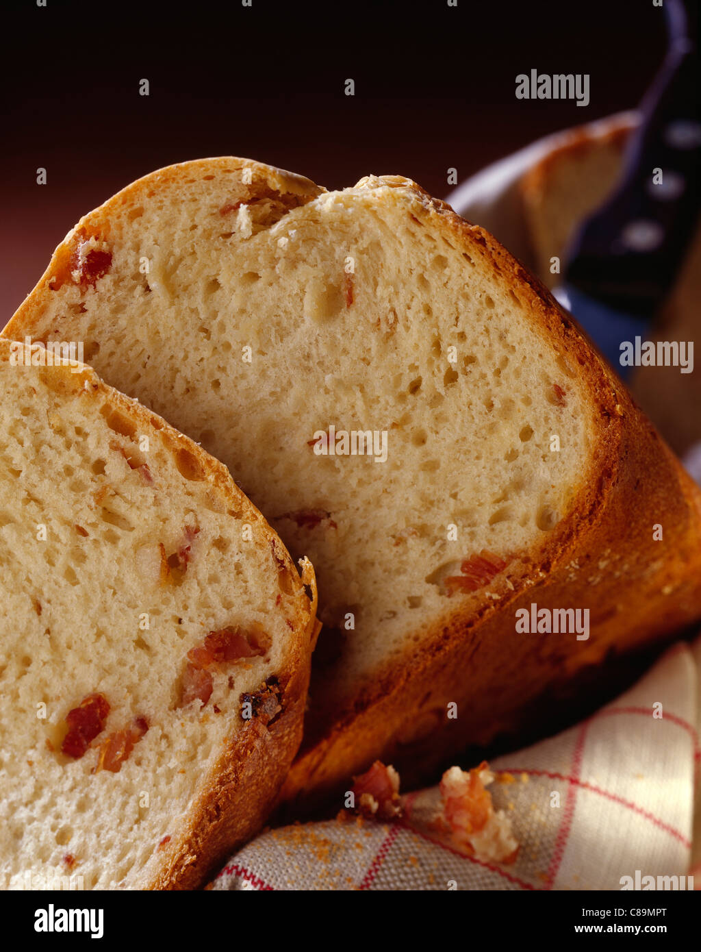 Diced bacon bread Stock Photo - Alamy