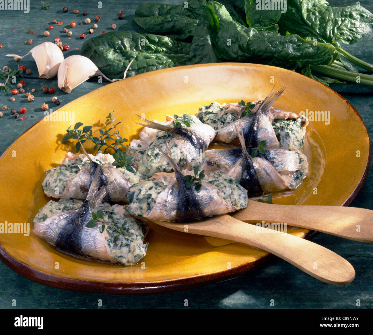 Sardines stuffed with Brousse cheese Stock Photo - Alamy