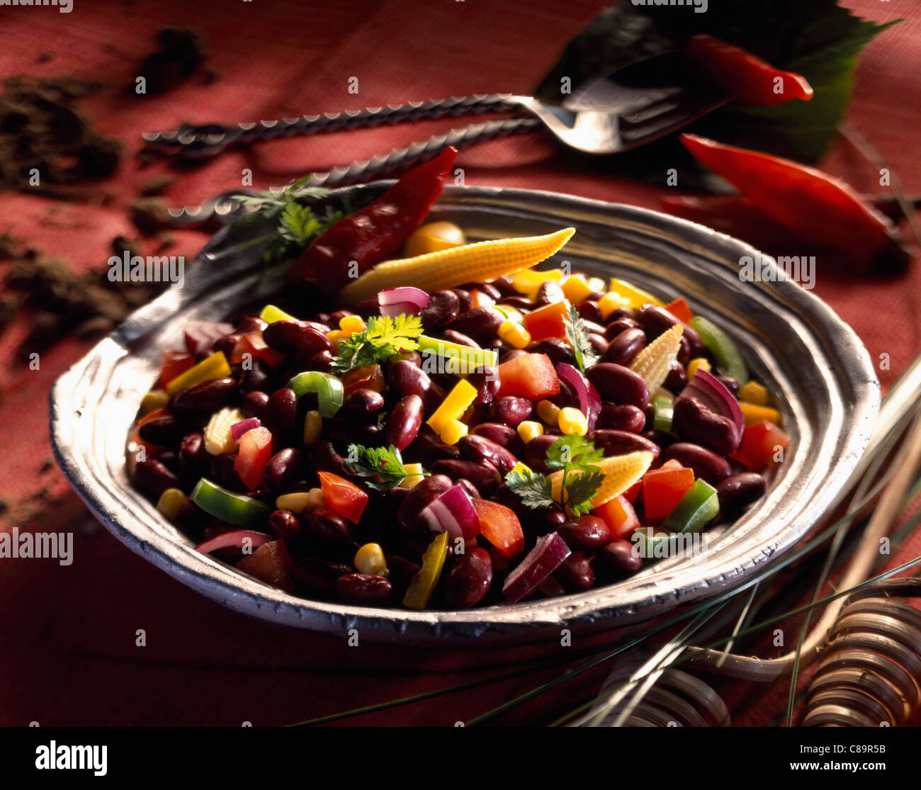 Mexican salad with red kidney beans Stock Photo - Alamy