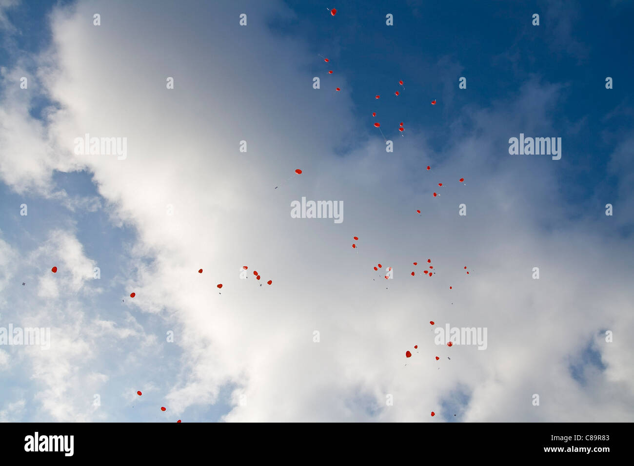 Red balloon message in sky hi-res stock photography and images - Alamy