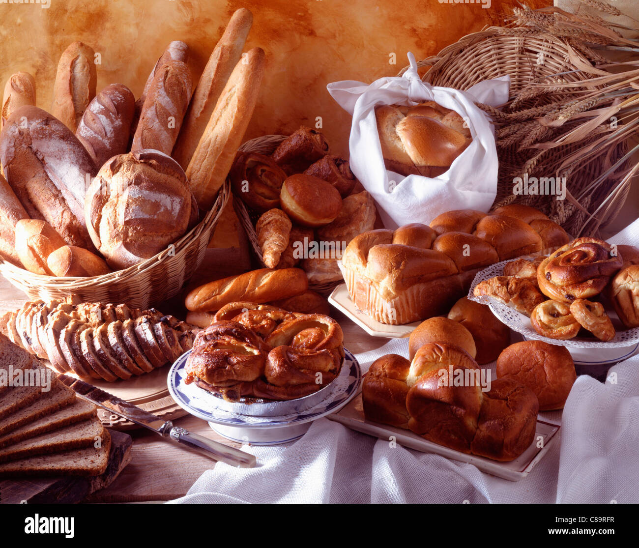 Arrangement of bread and pastries Stock Photo - Alamy
