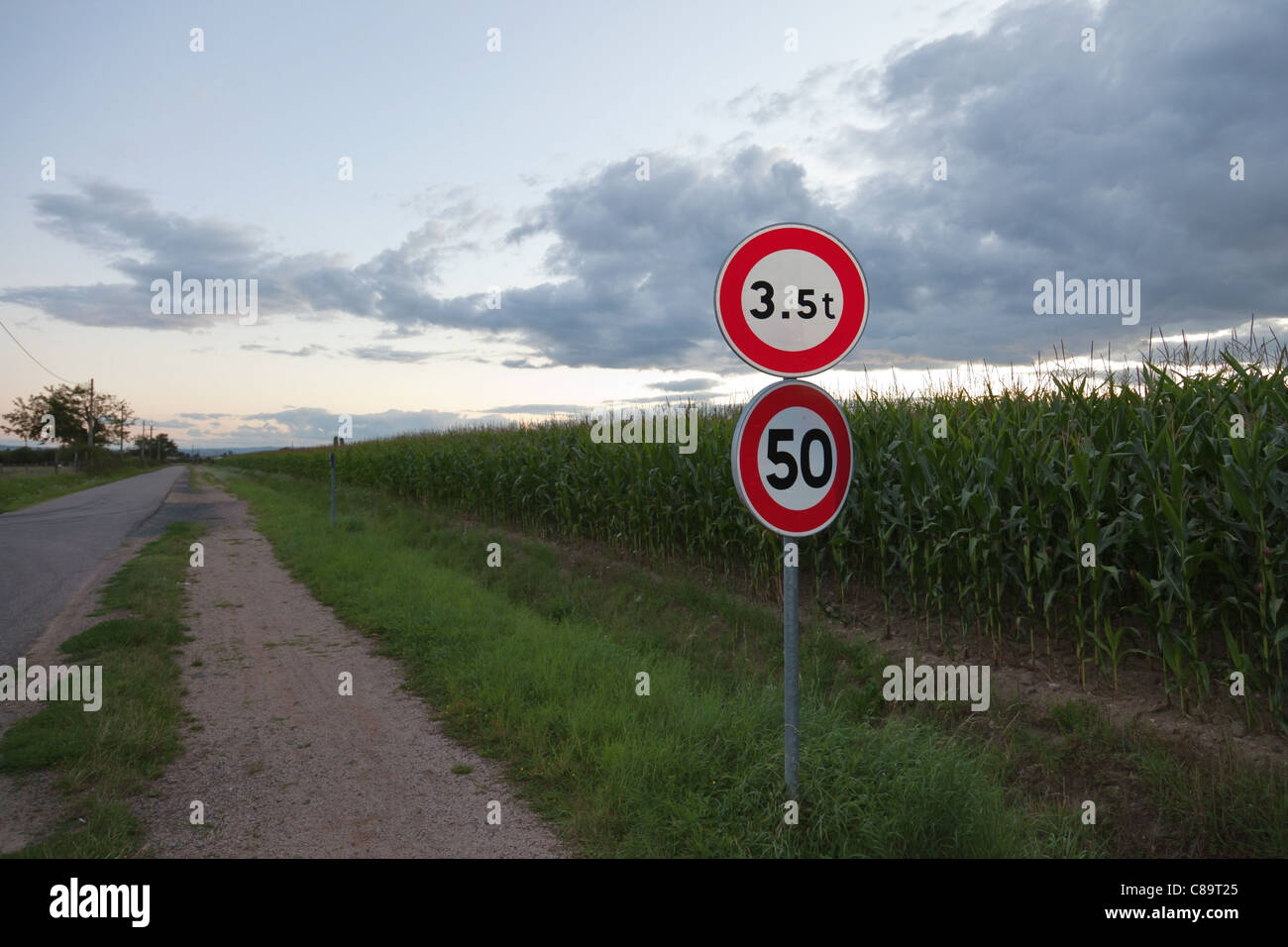Road sign near corn field in Chamboeuf, France Stock Photo - Alamy