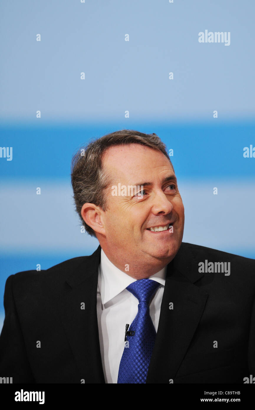 Former British Defence Secretary, Liam Fox speaks during a conference ...