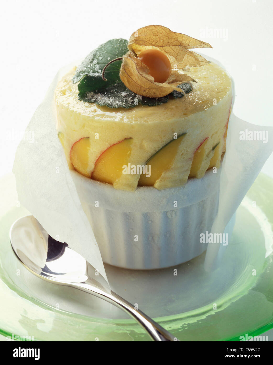 Chilled mango soufflé Stock Photo - Alamy