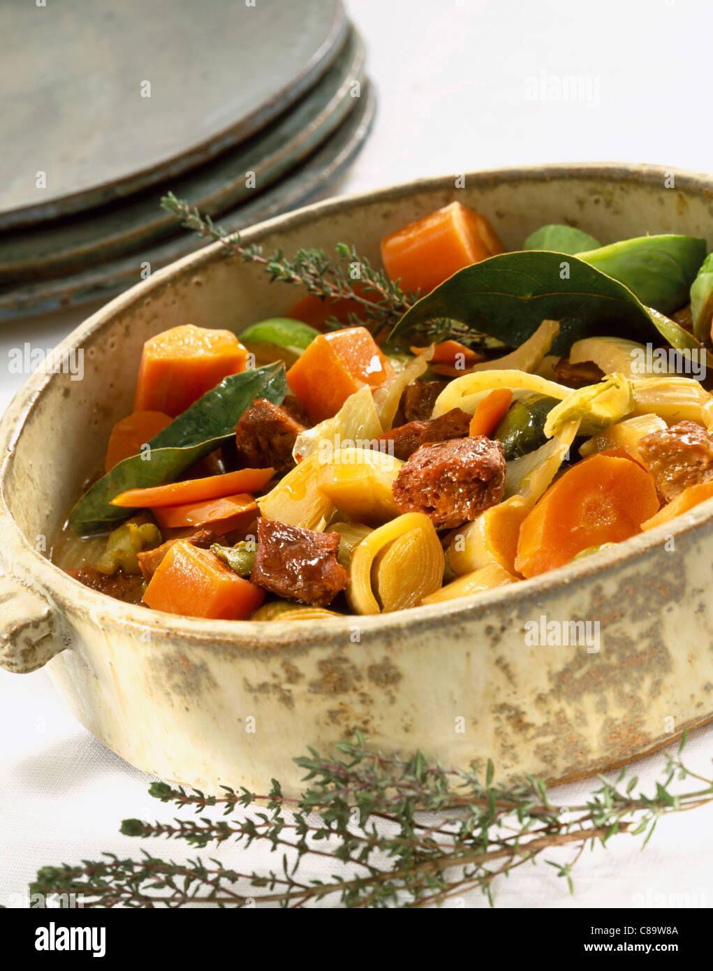 Vegetable and seitan stew Stock Photo - Alamy