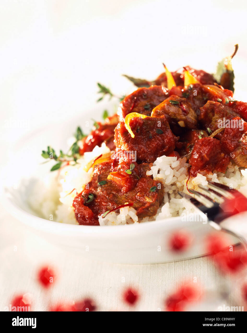 Sautéed lamb with saffron Stock Photo - Alamy