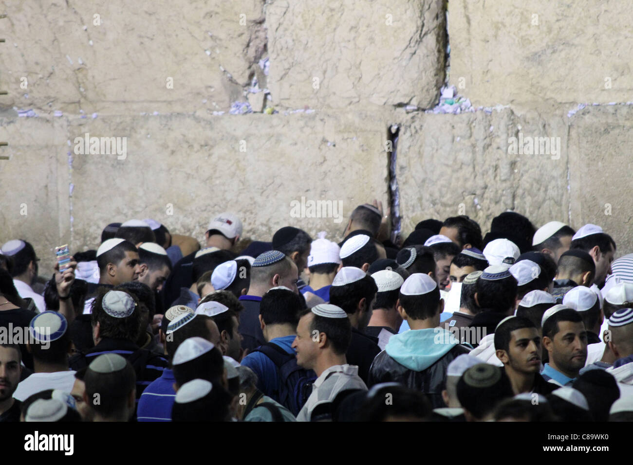 Israel, Jerusalem, Wailing Wall, Jews during Selichot prayers. Selichot ...