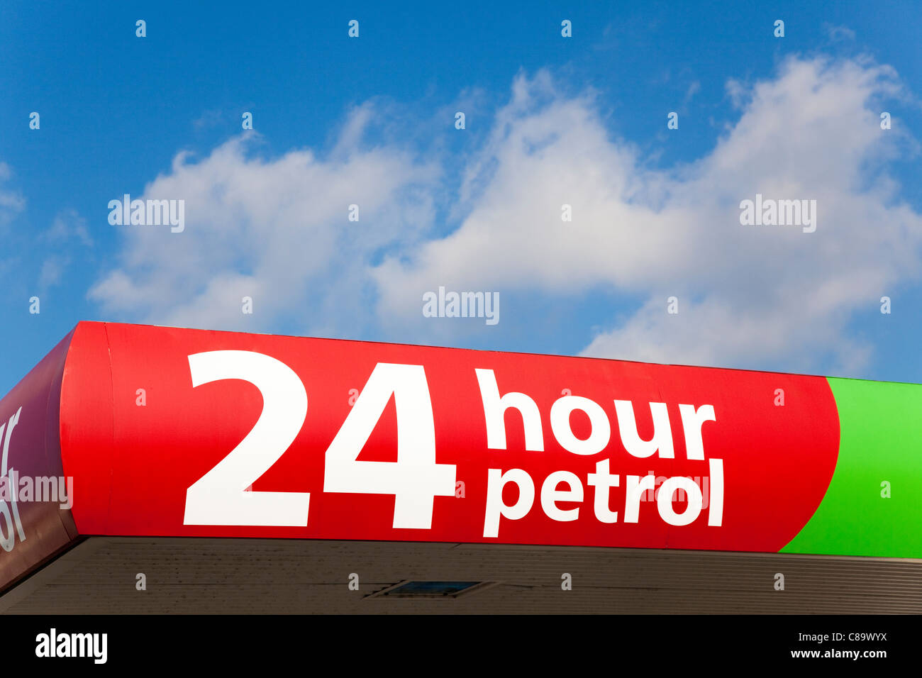 Sign, 24 Hour petrol, on an Asda fuel station, Kent, UK Stock Photo - Alamy