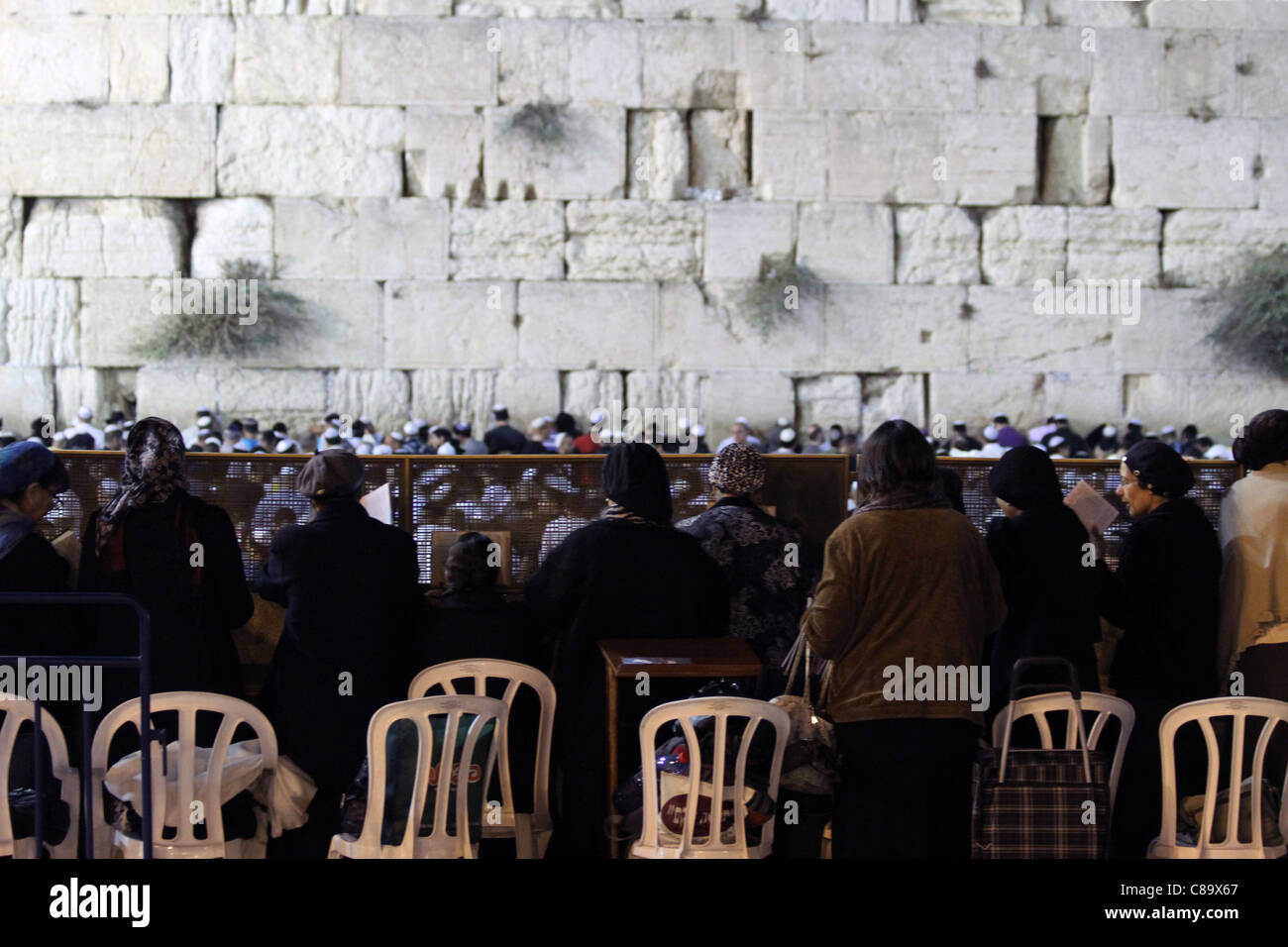 Israel, Jerusalem, Wailing Wall, Jews during Selichot prayers. Selichot ...