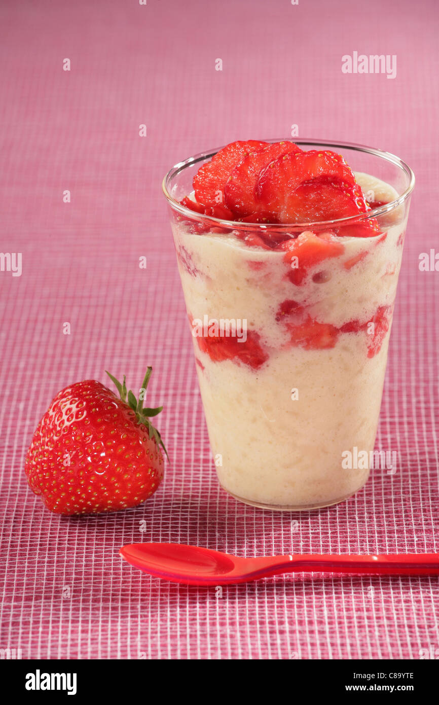 Rice pudding and strawberry verrine Stock Photo - Alamy