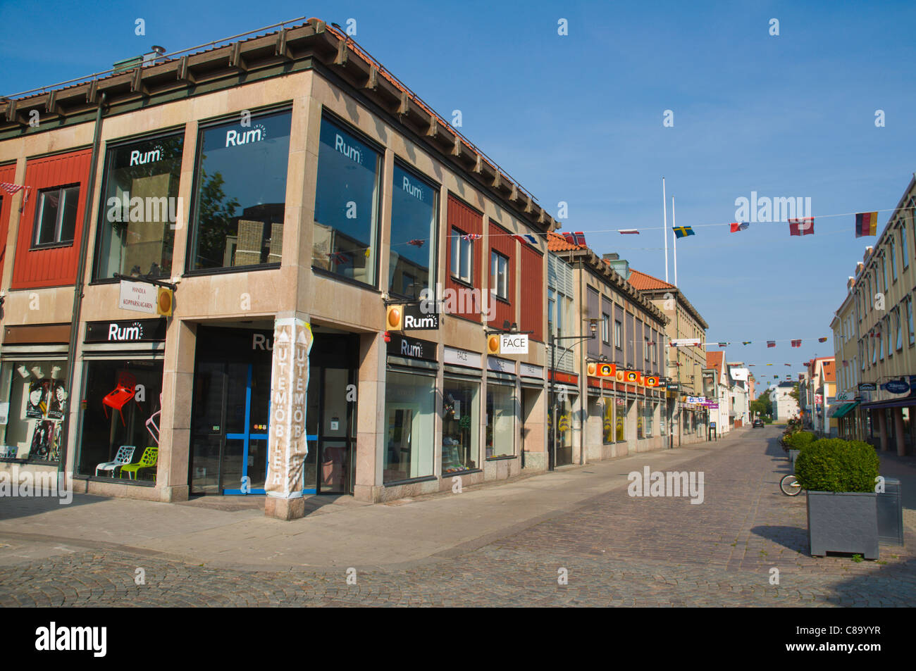 Kaggensgatan pedestrian street Kalmar city Småland southern Sweden ...