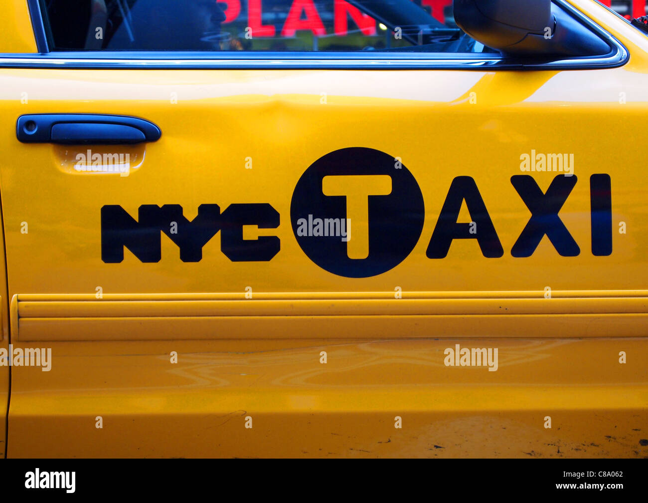 New York yellow taxi cab door detail Stock Photo - Alamy