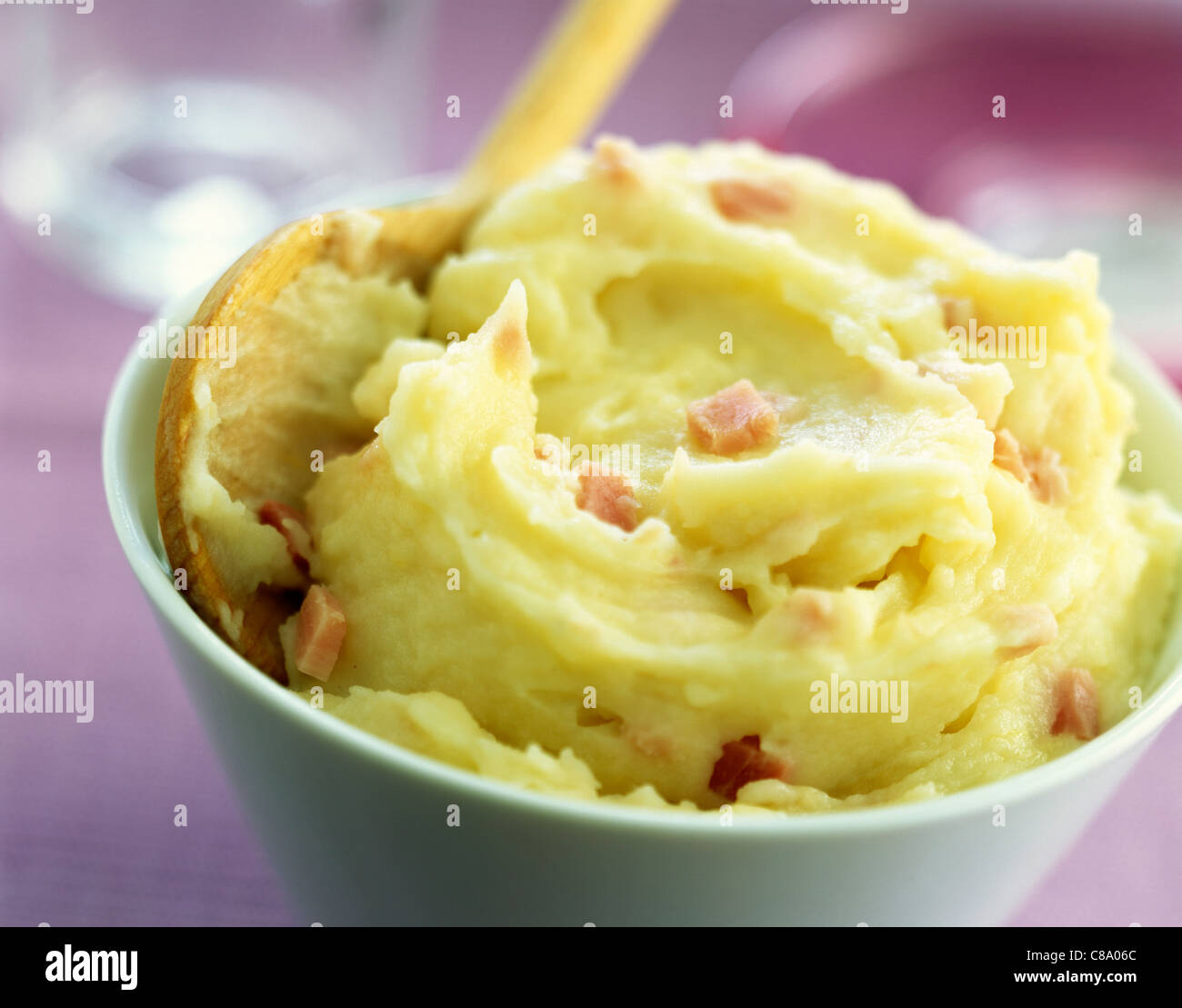 Mashed potatoes mixed with mozzarella and diced ham Stock Photo - Alamy