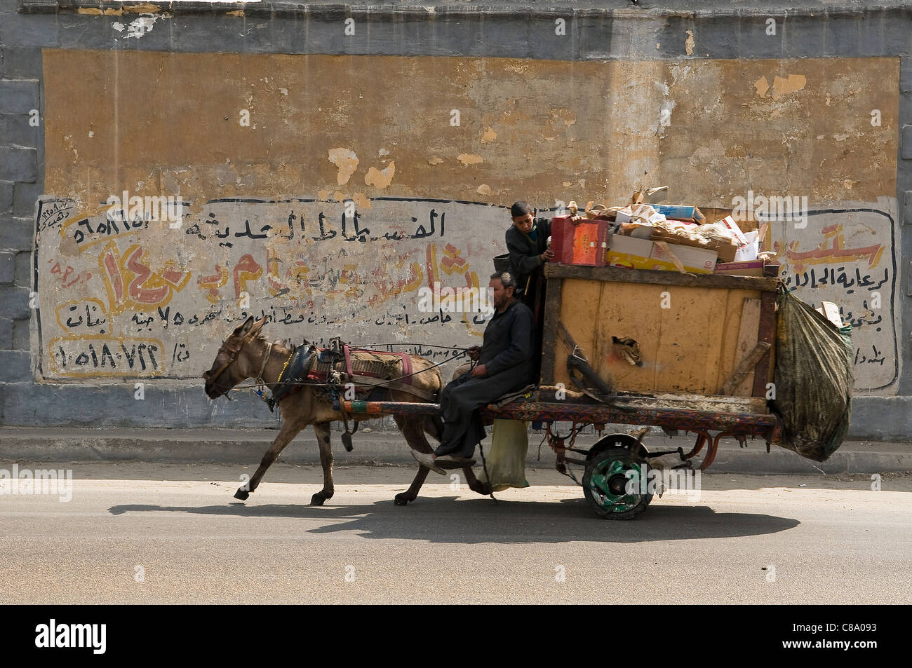 zabaleen trash collectors on their donkey cart in Cairo Egypt Stock ...