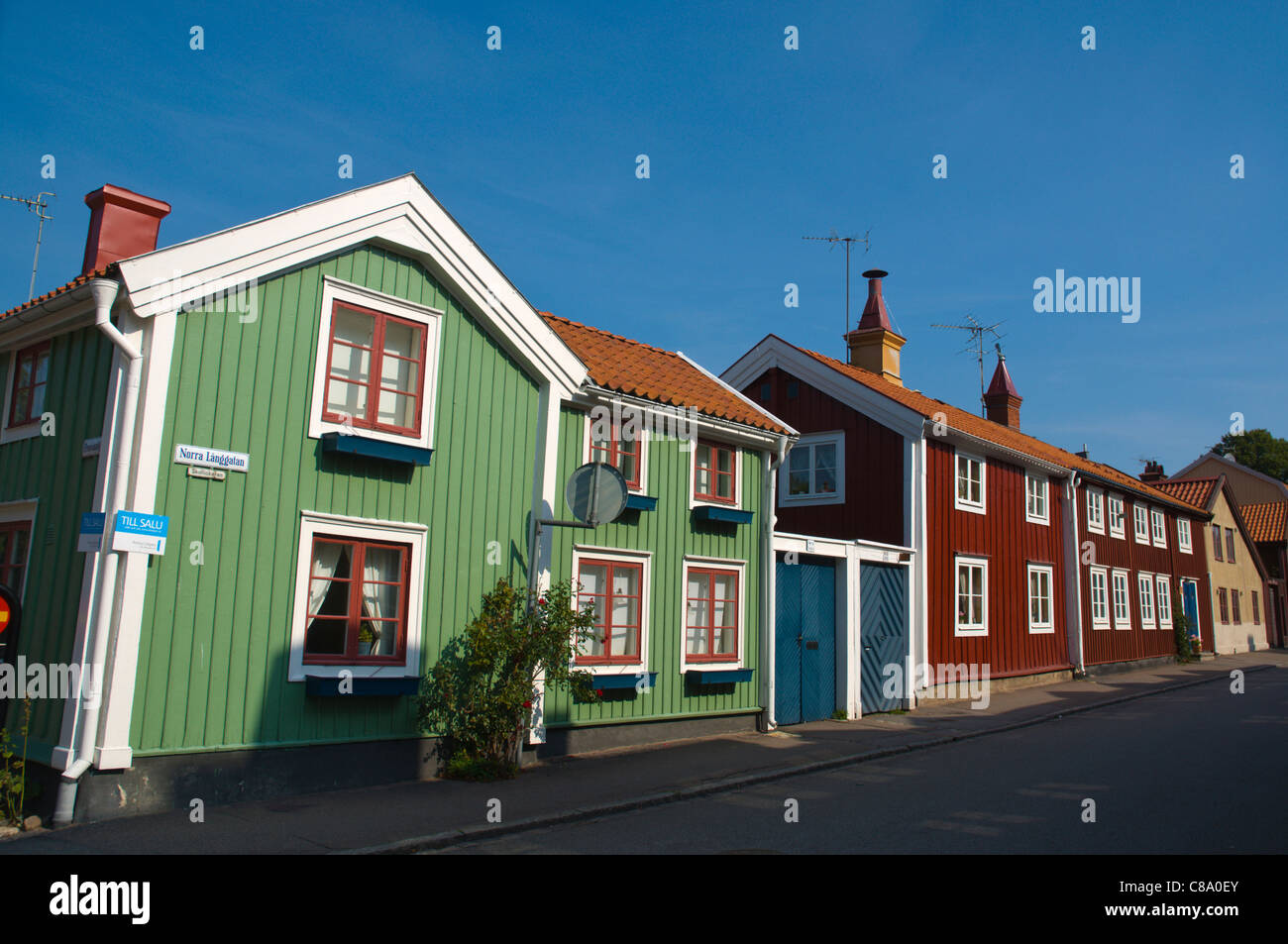 Norra Långgatan street Kalmar city Småland southern Sweden Europe Stock ...