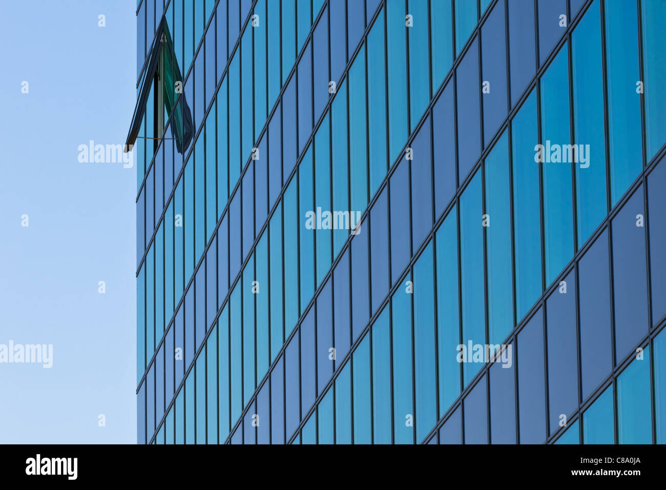 Open window on modern business glass building Stock Photo - Alamy