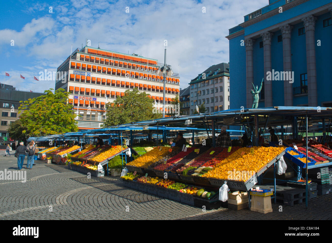 Market stalls Hötorget square Norrmalm district Stockholm Sweden Europe ...