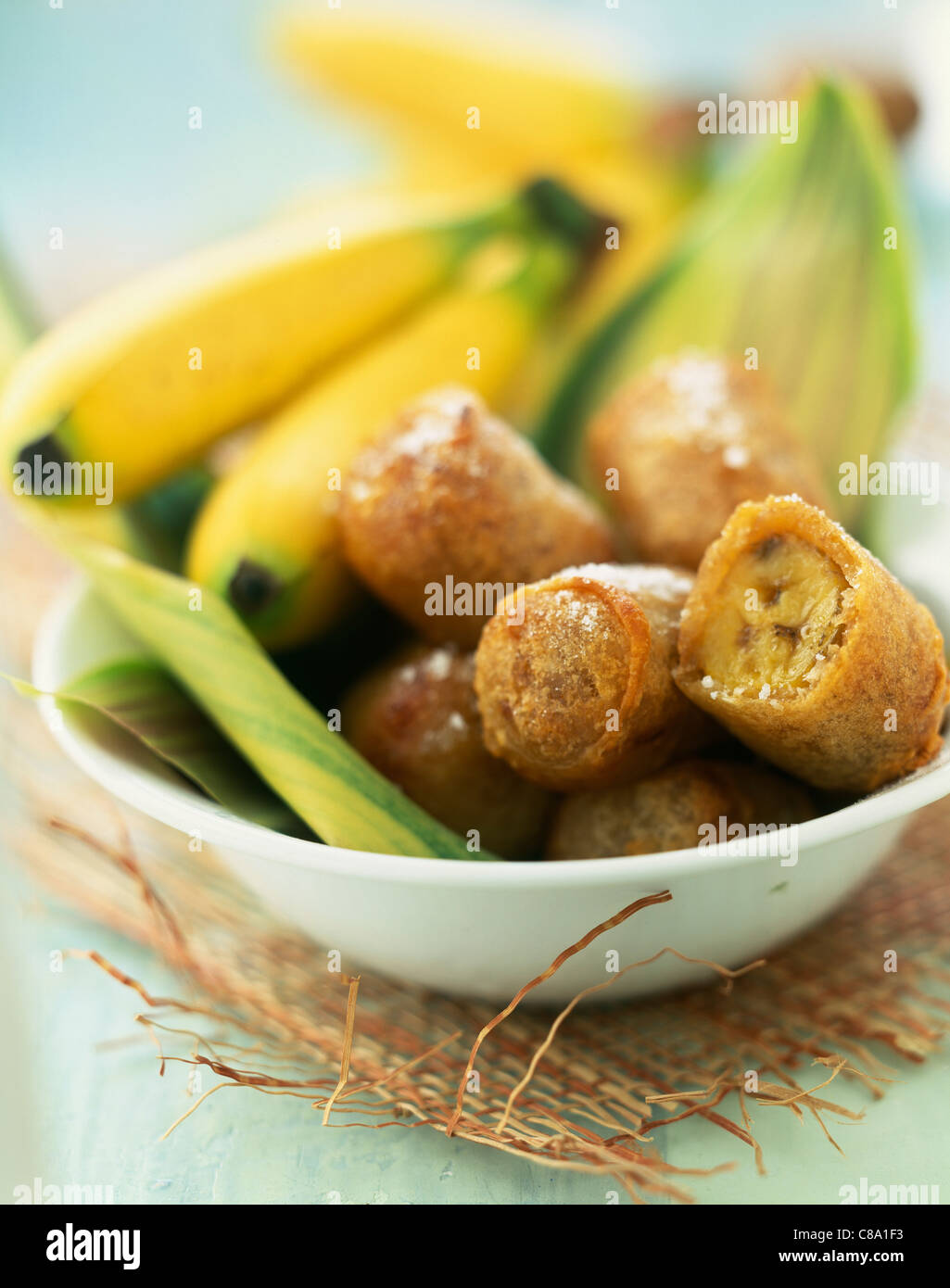 Banana and coconut fritters Stock Photo - Alamy