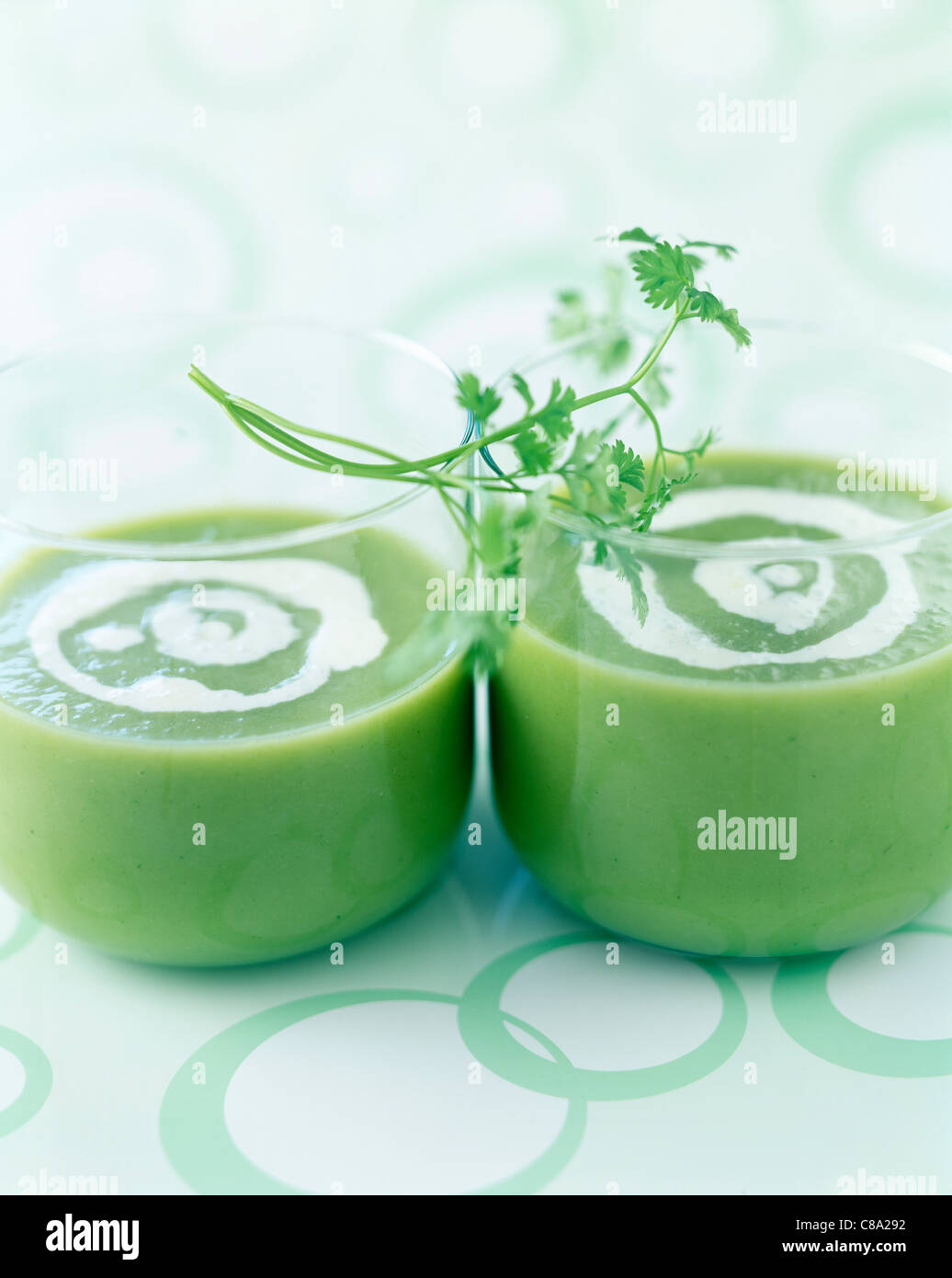 Cream of broccoli and chervil soup Stock Photo - Alamy