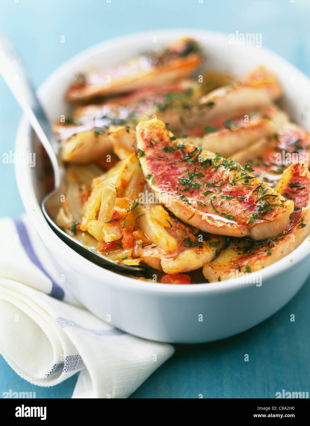 Red mullet fillets with fennel Stock Photo - Alamy