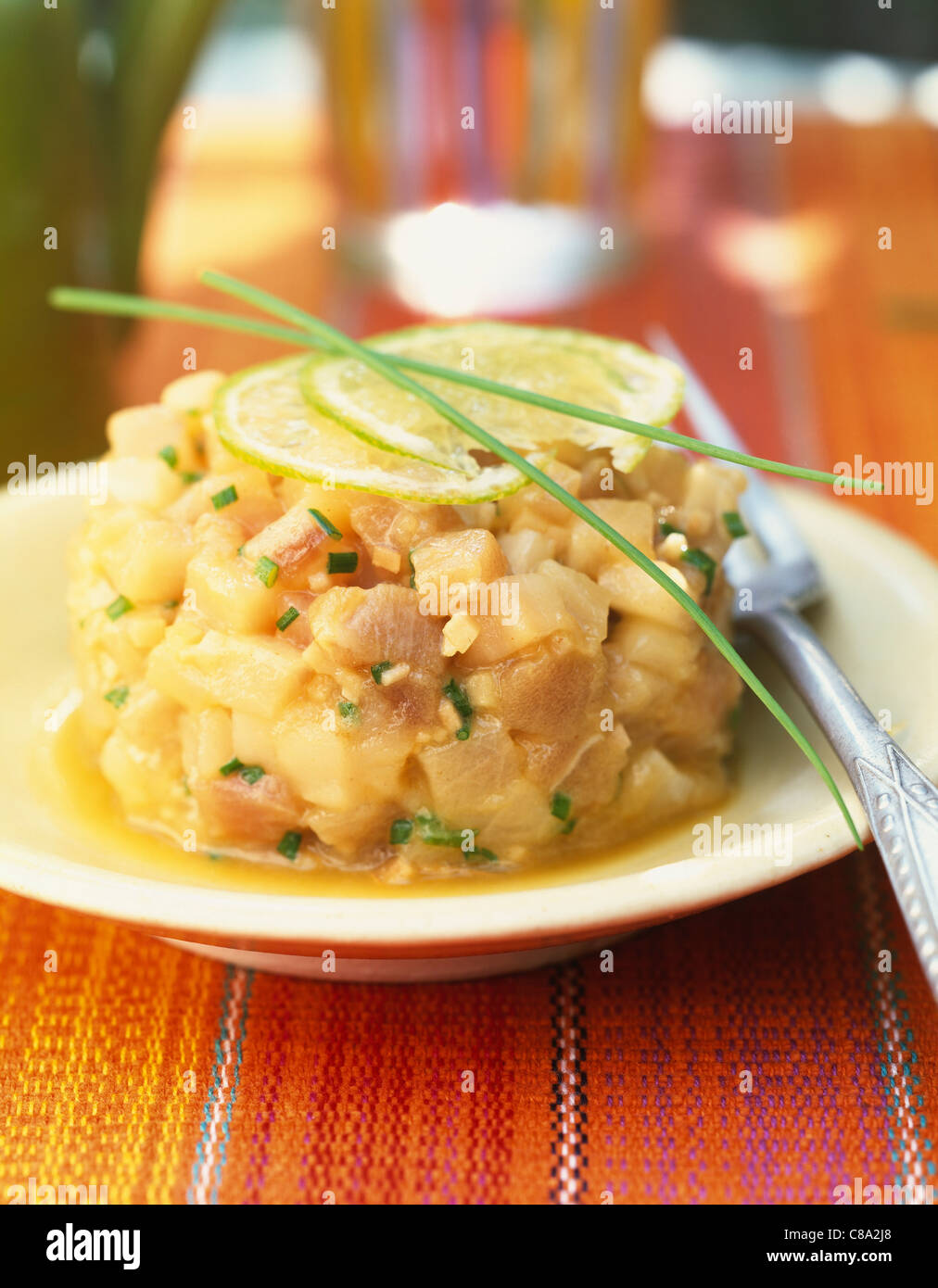 Three fish tartare Stock Photo - Alamy