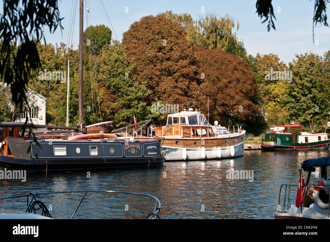 Boatyard on river Thames, Laleham, Surrey, England, UK Stock Photo - Alamy