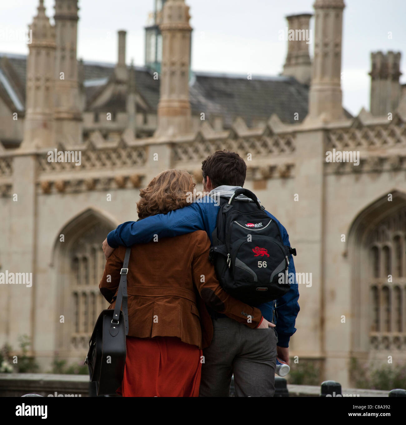 Cambridge University Students embrace near Kings College, Cambridge ...