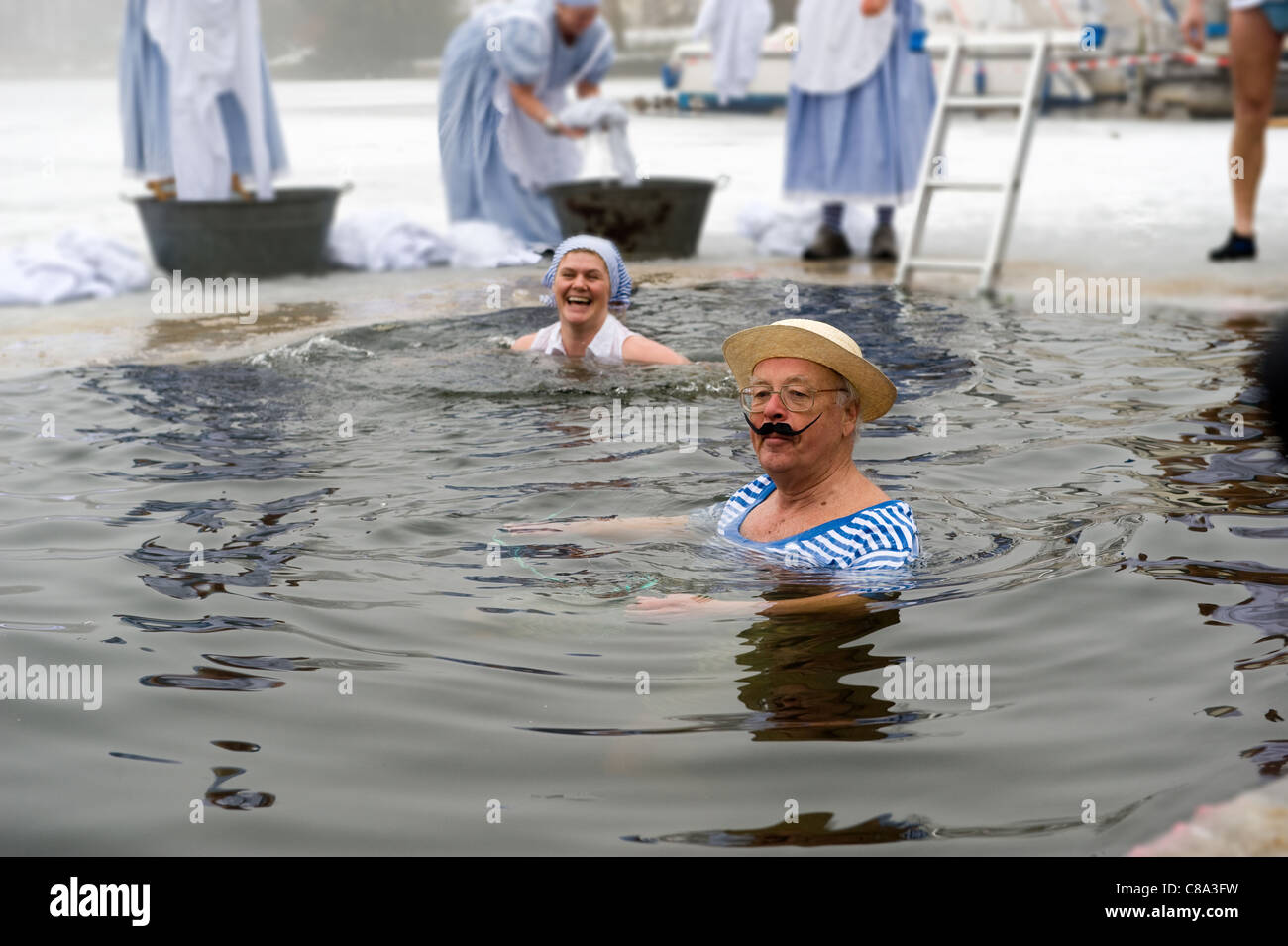 Ice swimmers at the Köpenick Castle, Germany Stock Photo - Alamy