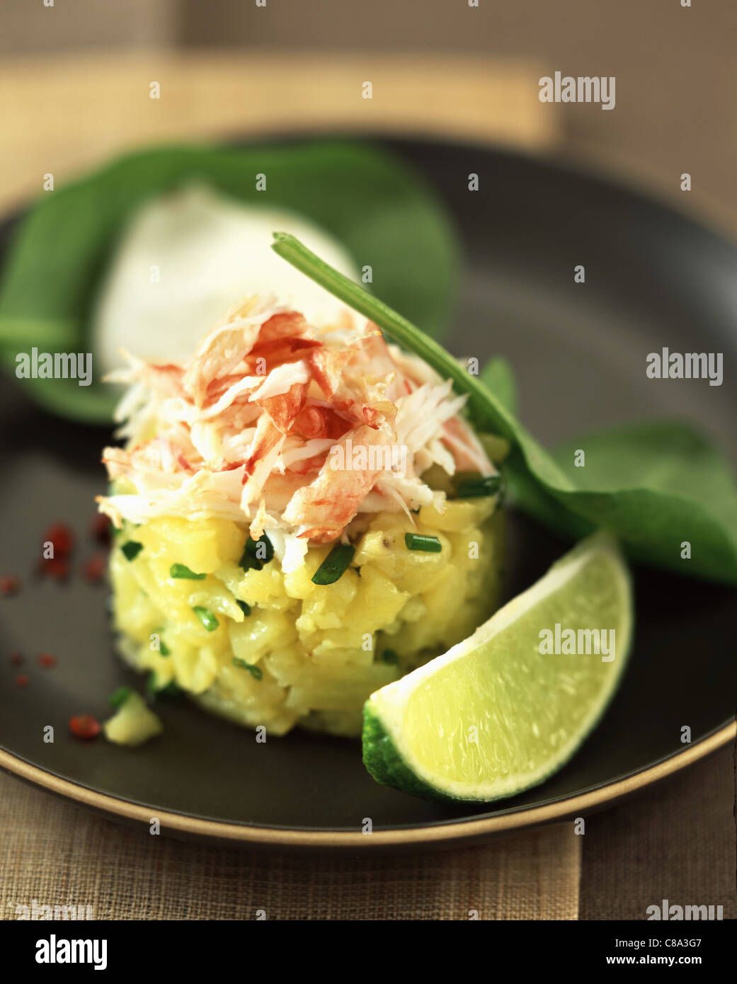 Crab and rice timbale Stock Photo - Alamy