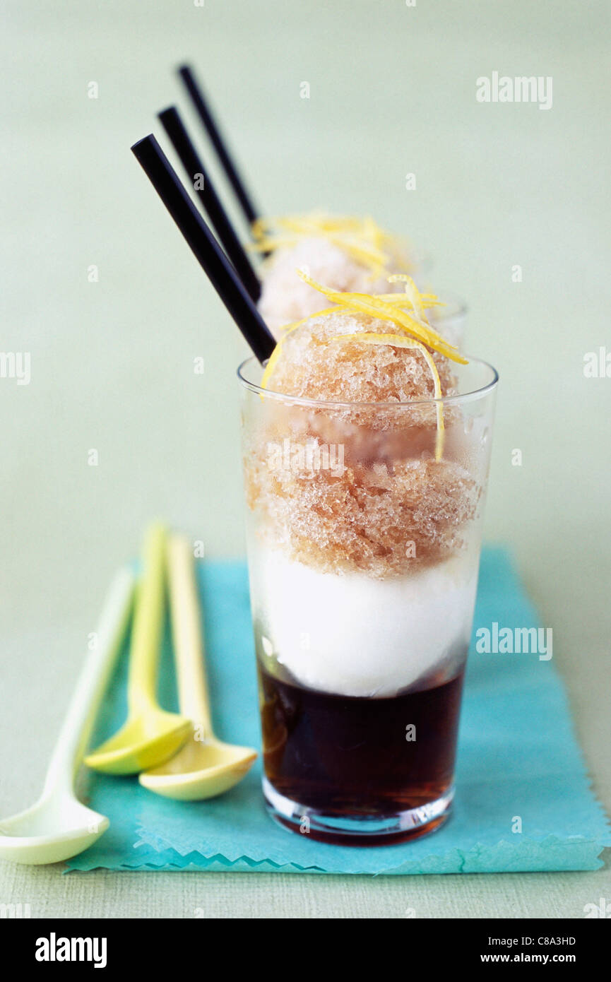 Coke jelly with lemon sorbet and coke sherbet ice Stock Photo - Alamy