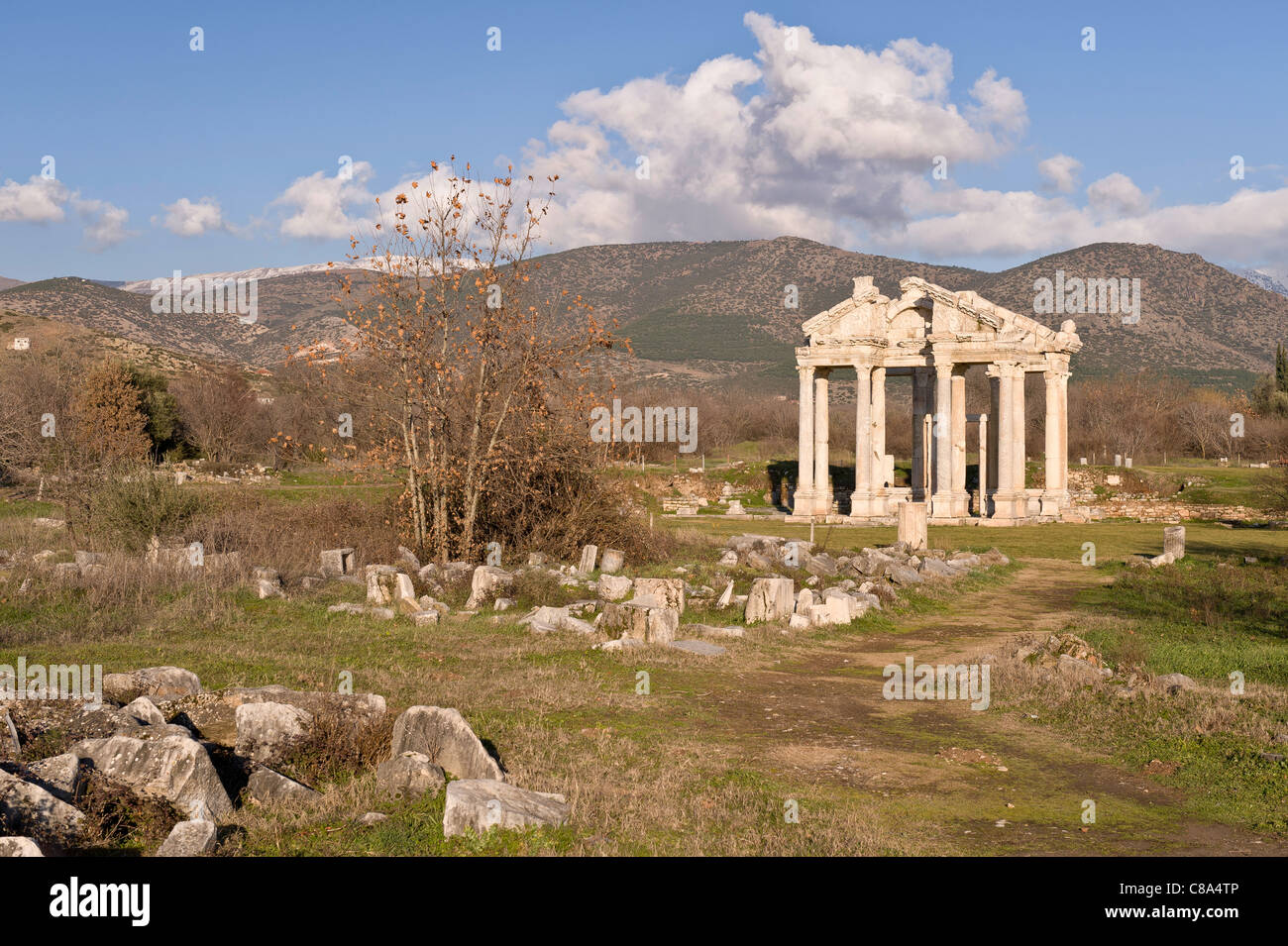 A view of the Tetrapylon (monumental gate) at Aphrodisias open air ...