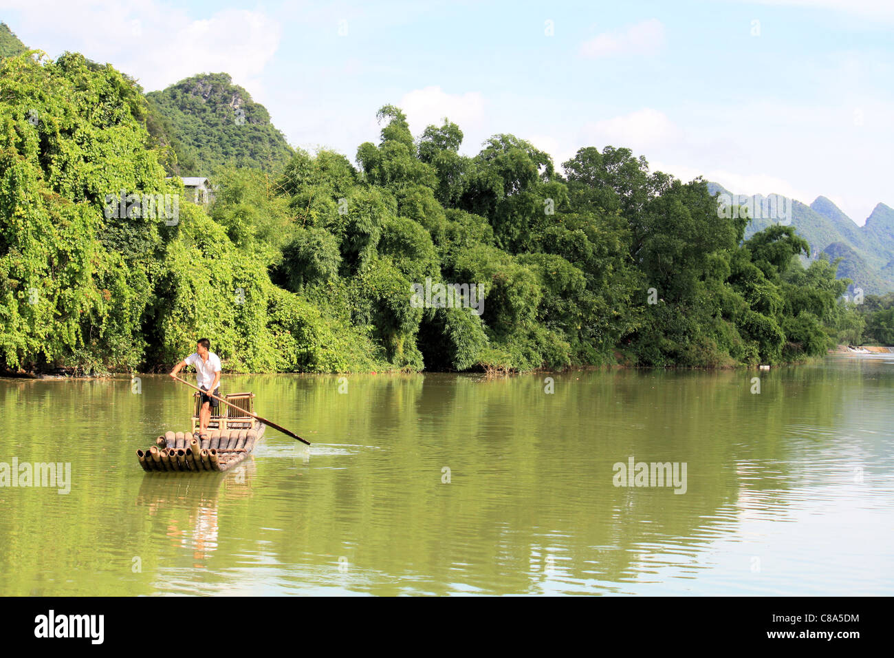 A bamboo raft on the Li river, Yangshuo, China Stock Photo - Alamy