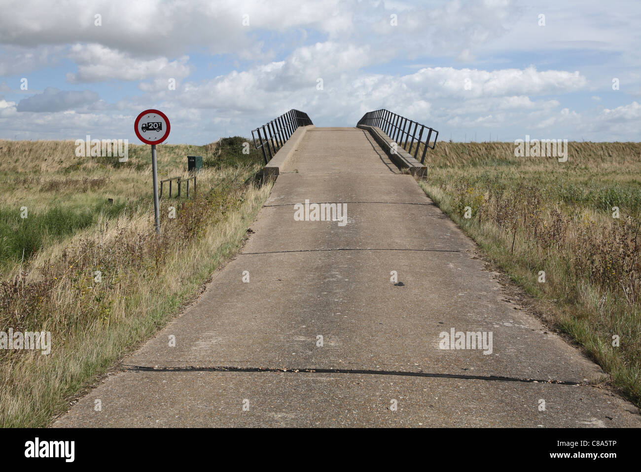 Concrete Road & Bridge, under blue sky, Orford Ness National Nature ...