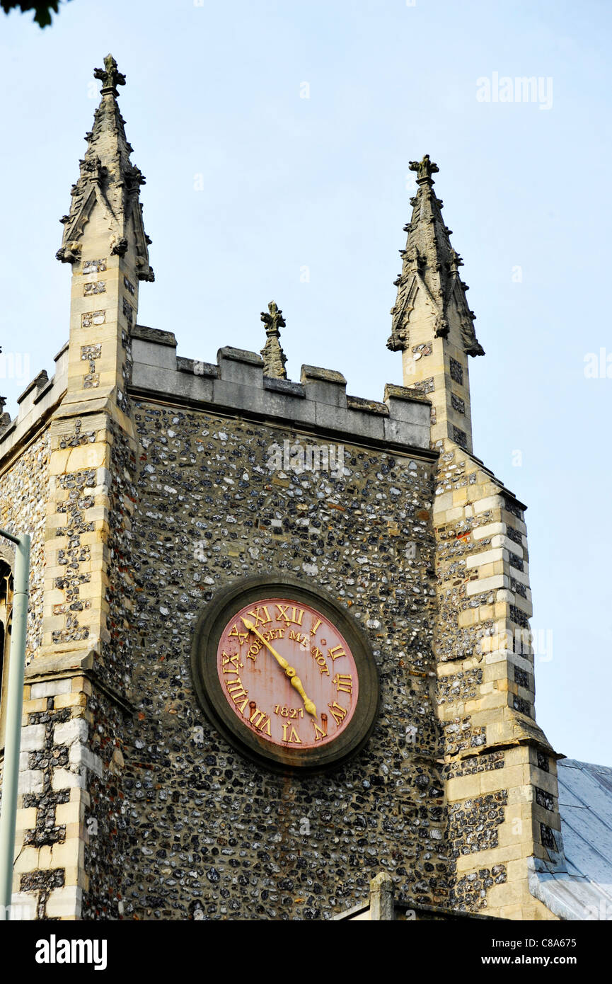 St Michael at Plea church clock, Norwich Stock Photo - Alamy
