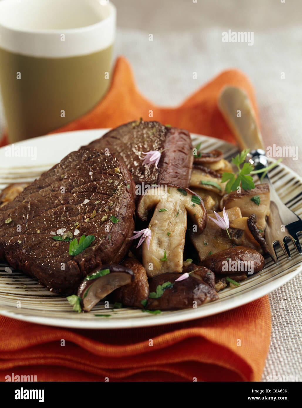 Steak with ceps Stock Photo - Alamy