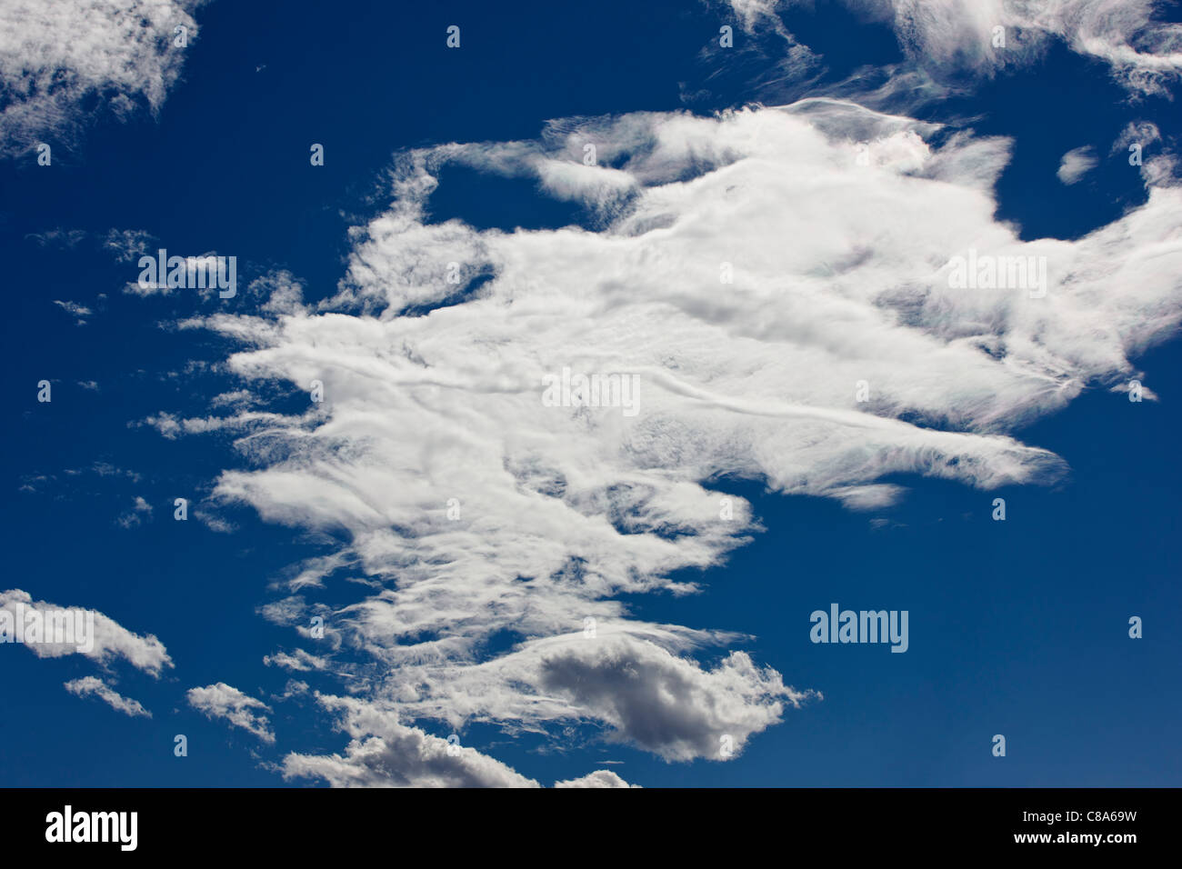Unusual cloud formations on a sunny blue sky day in Colorado, USA Stock ...