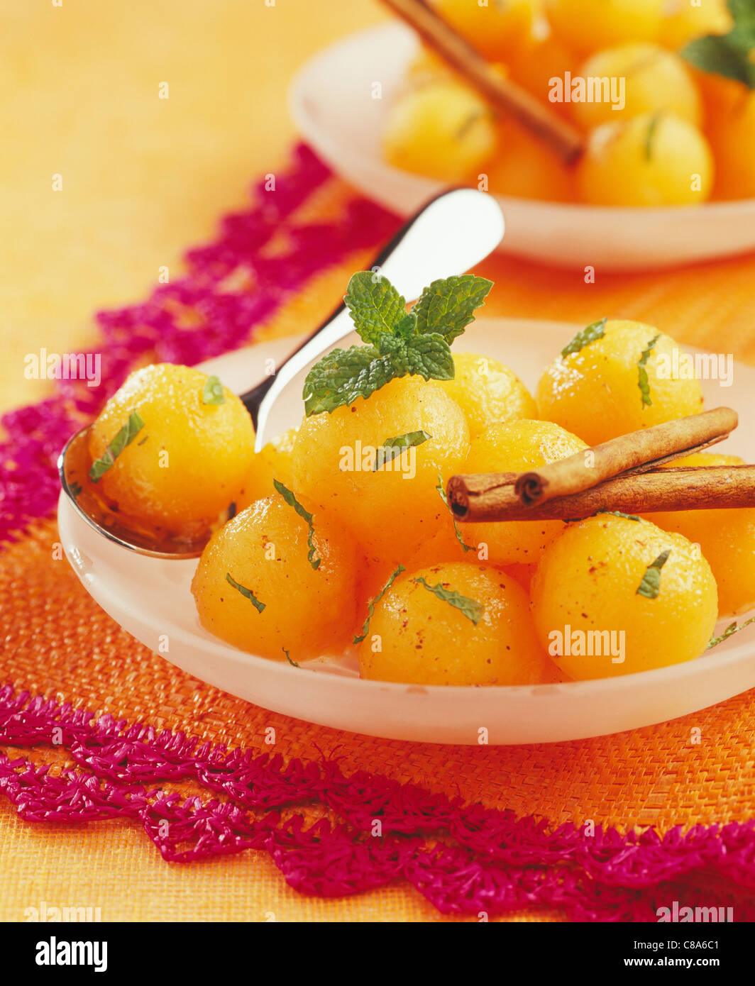 Spicy melon fruit salad with Port Stock Photo - Alamy
