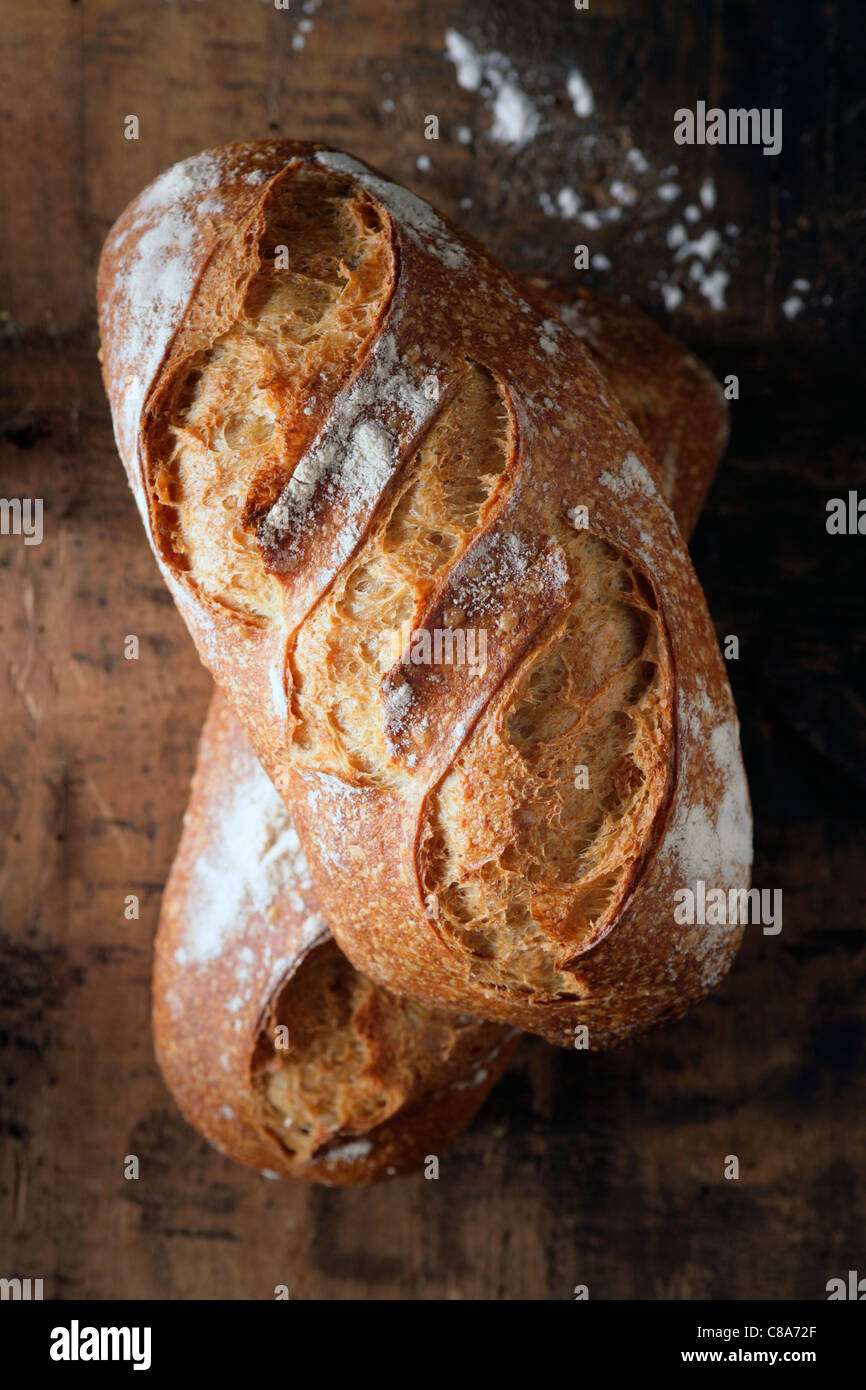 Two farmhouse loaves of bread Stock Photo - Alamy