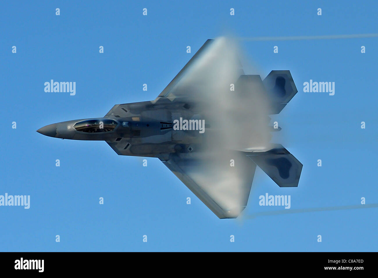 An F-22 Raptor piloted by Maj. David Skalicky flies over Langley Air ...