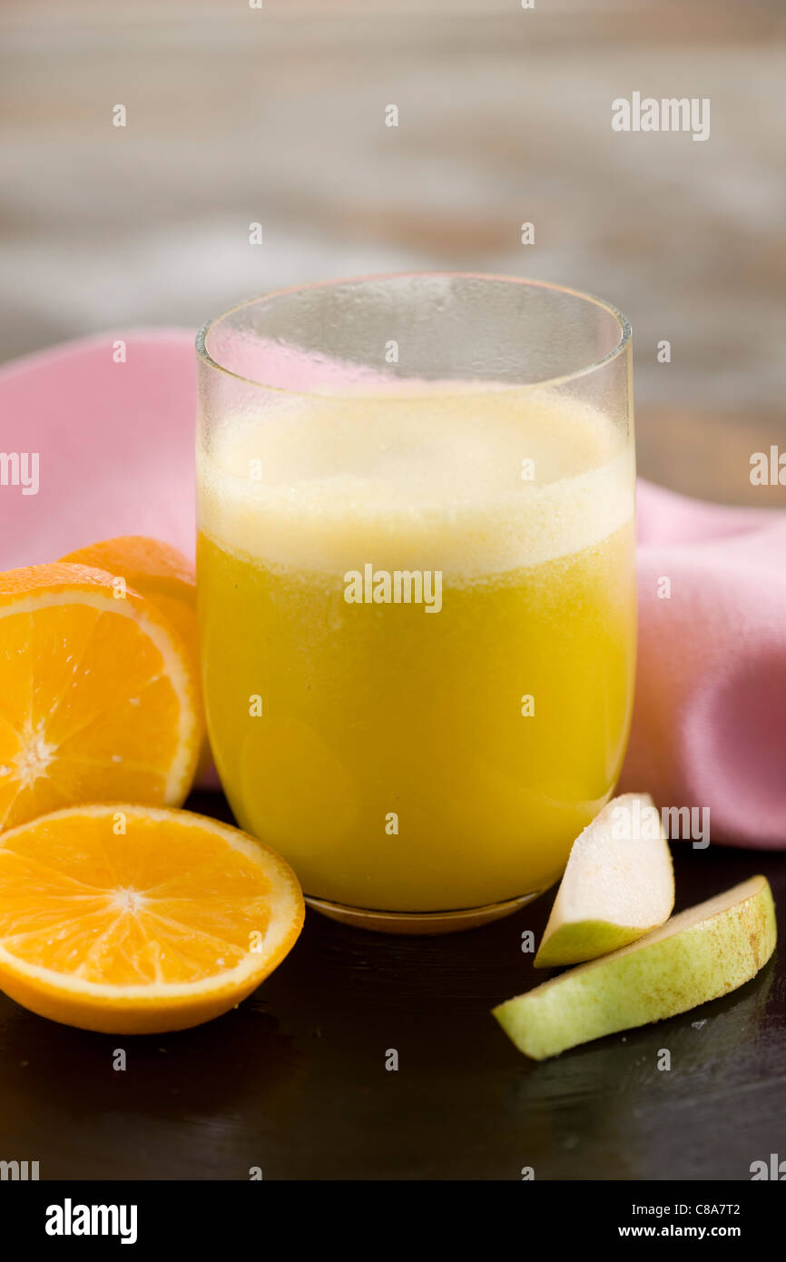 Linseed,orange and pear smoothie Stock Photo - Alamy