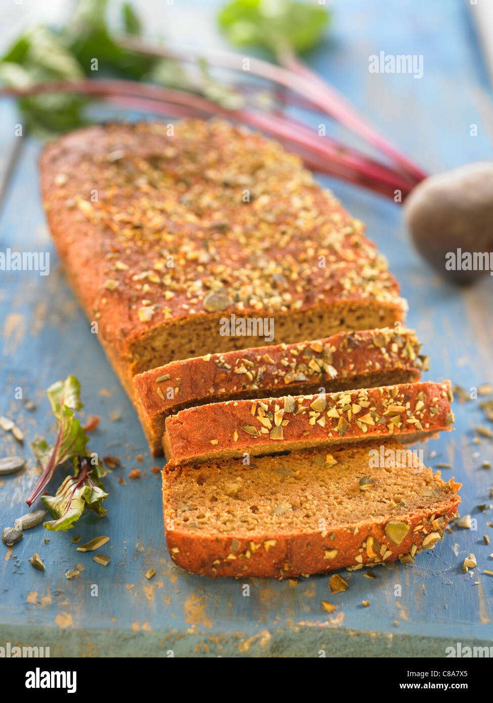 Kamut red bread with sqaush seeds Stock Photo - Alamy
