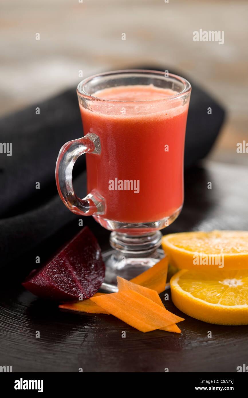 Carrot,beetroot and orange juice Stock Photo - Alamy