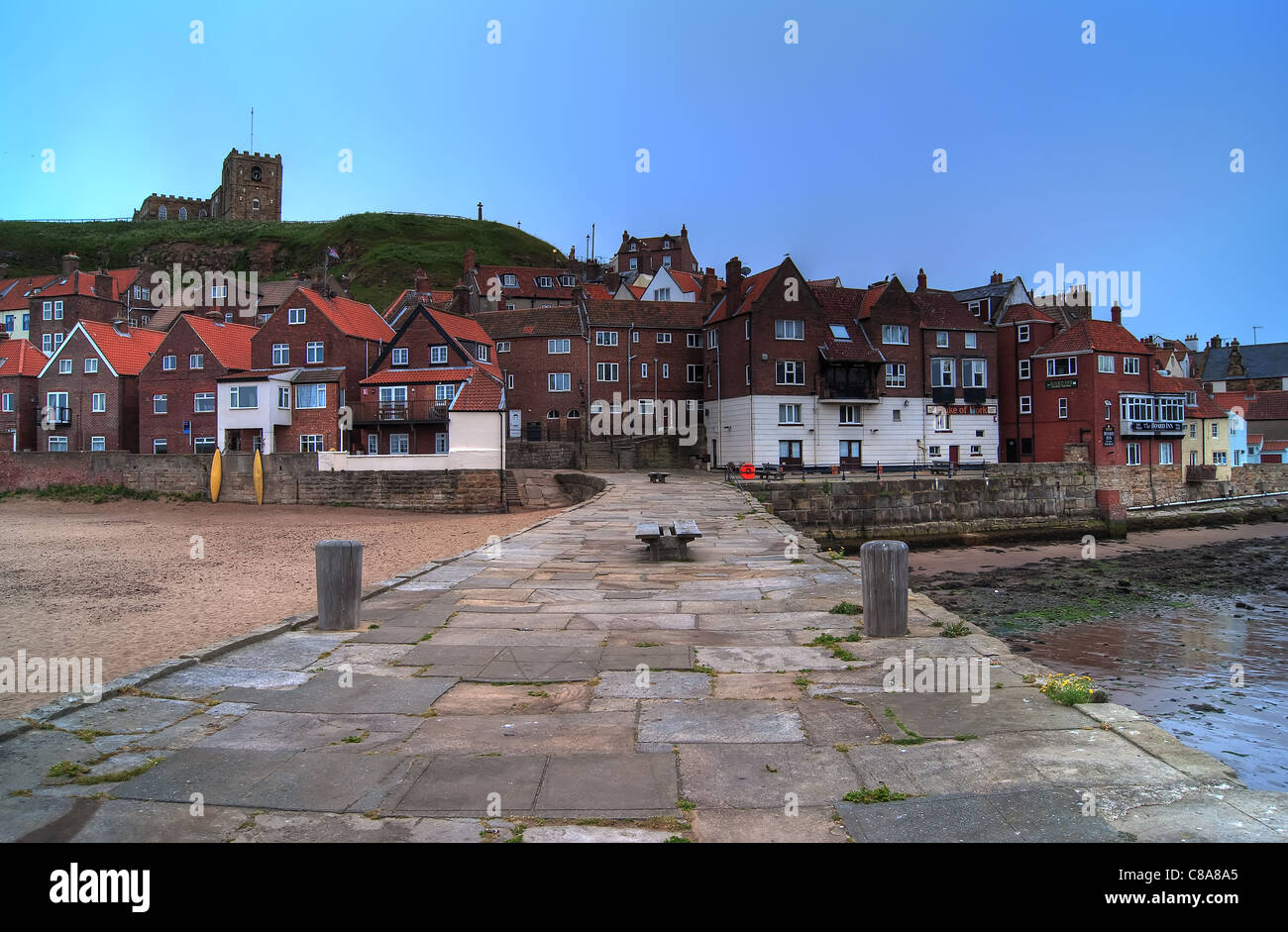 Whitby Harbour wall (HDR Stock Photo - Alamy