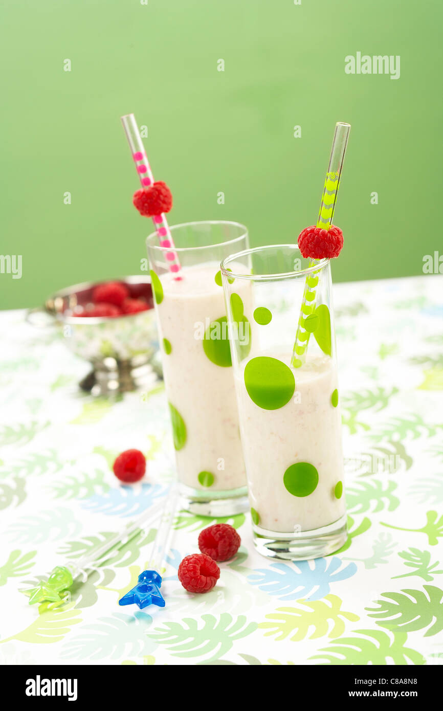 Raspberry milk shake Stock Photo - Alamy