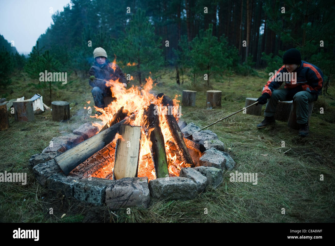 Children at a campfire Stock Photo - Alamy
