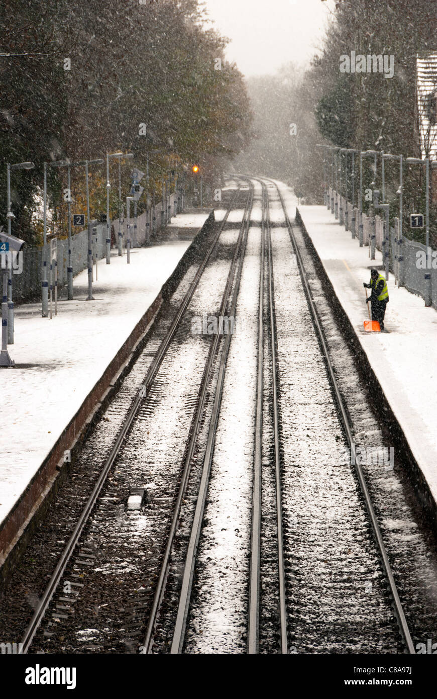 Ladywell station in a snowy scene - South East London Stock Photo - Alamy