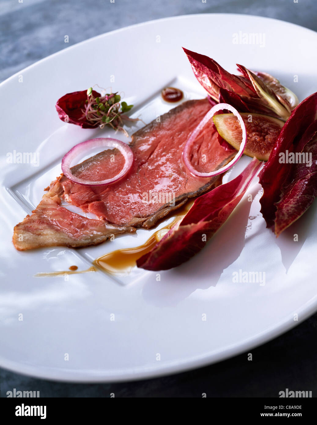 A slice of cold roast beef Stock Photo - Alamy