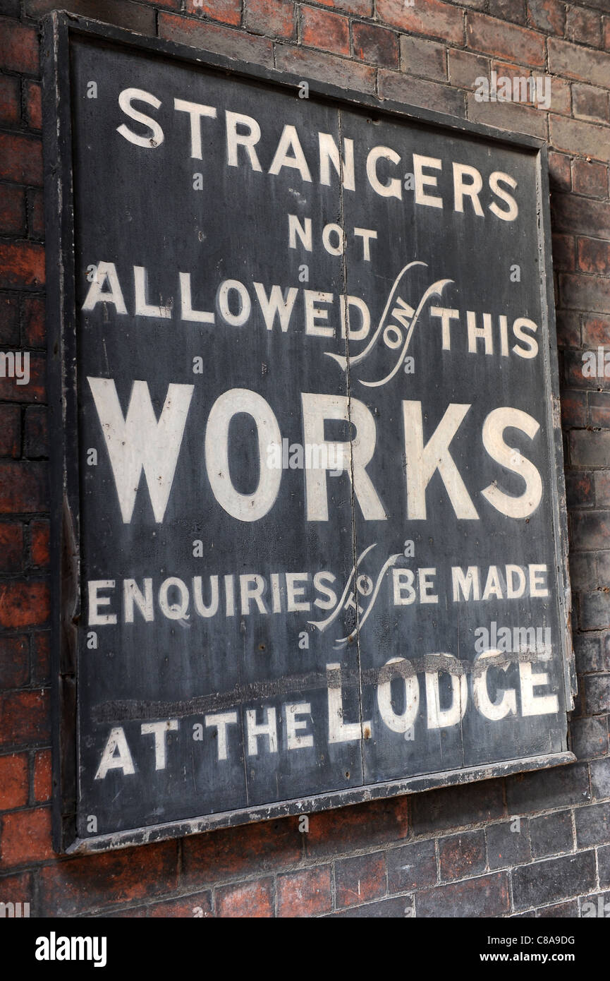 Old trespass warning sign at Middleport pottery works Burgess Dorling ...